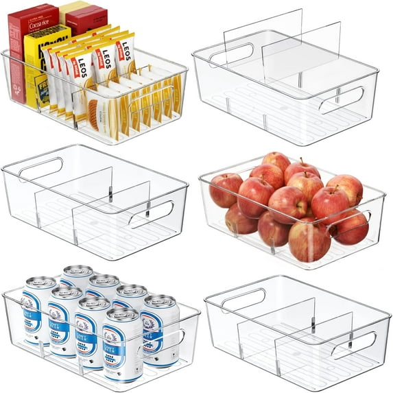 6-Pack Pantry Organizers & Storage – Clear Plastic Containers with 2 ...