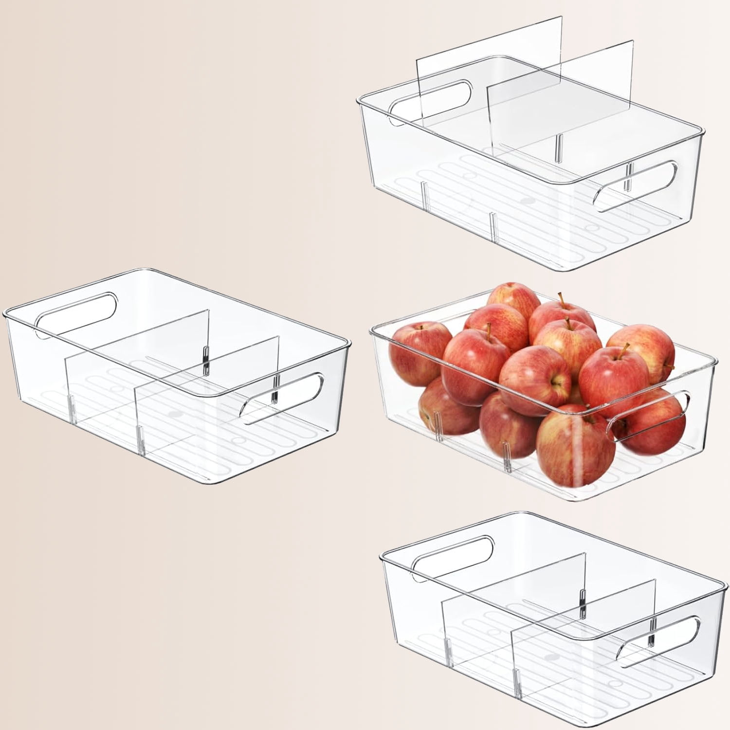6 Pack Pantry Organizers and Storage,Clear Plastic Containers with 2 ...