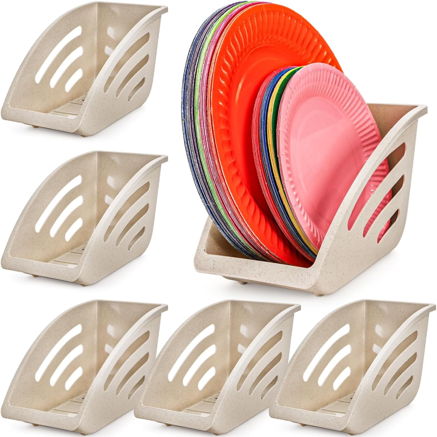 6 Pack Paper Plate Organizer, 10 Inch Vertical Dinner Plates Holder ...