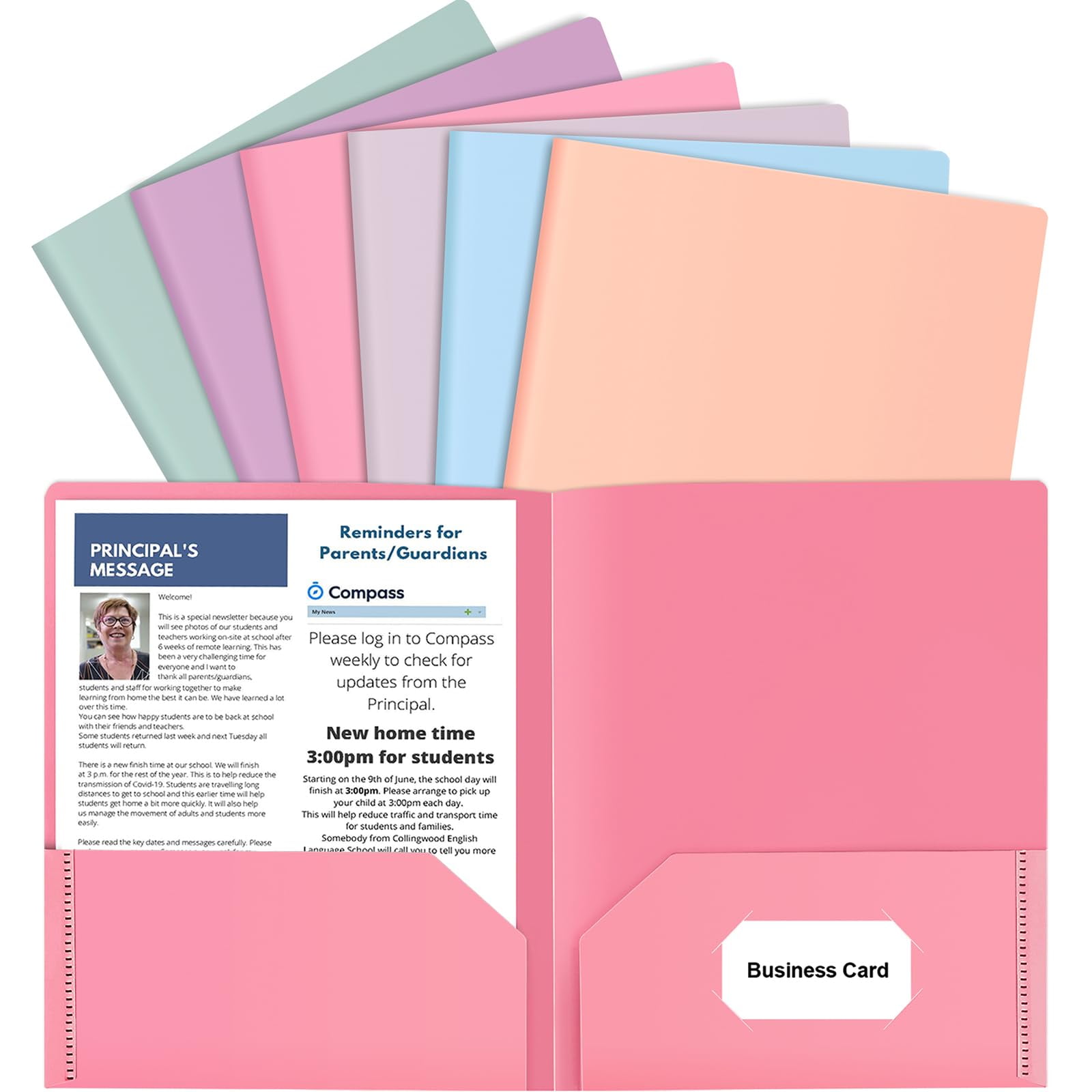 6 Pack Pastel File Folders with Pockets, Plastic Document Folders ...