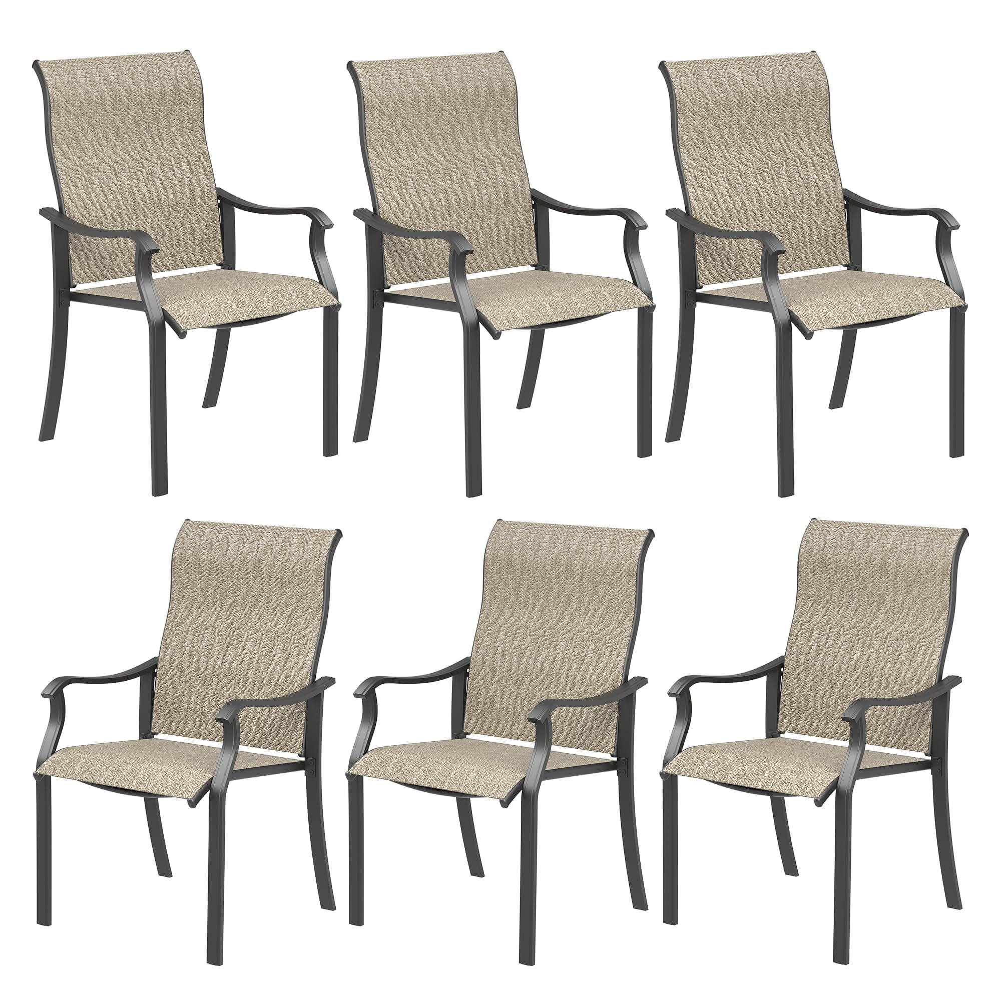 6 Pack Patio Chairs for Outdoor Dining, High Back Wide Seat Design with ...