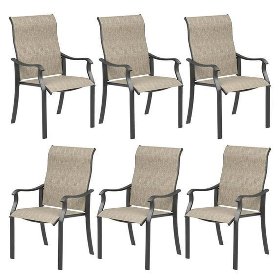 6 Pack Patio Chairs for Outdoor Dining, High Back Wide Seat Design with ...
