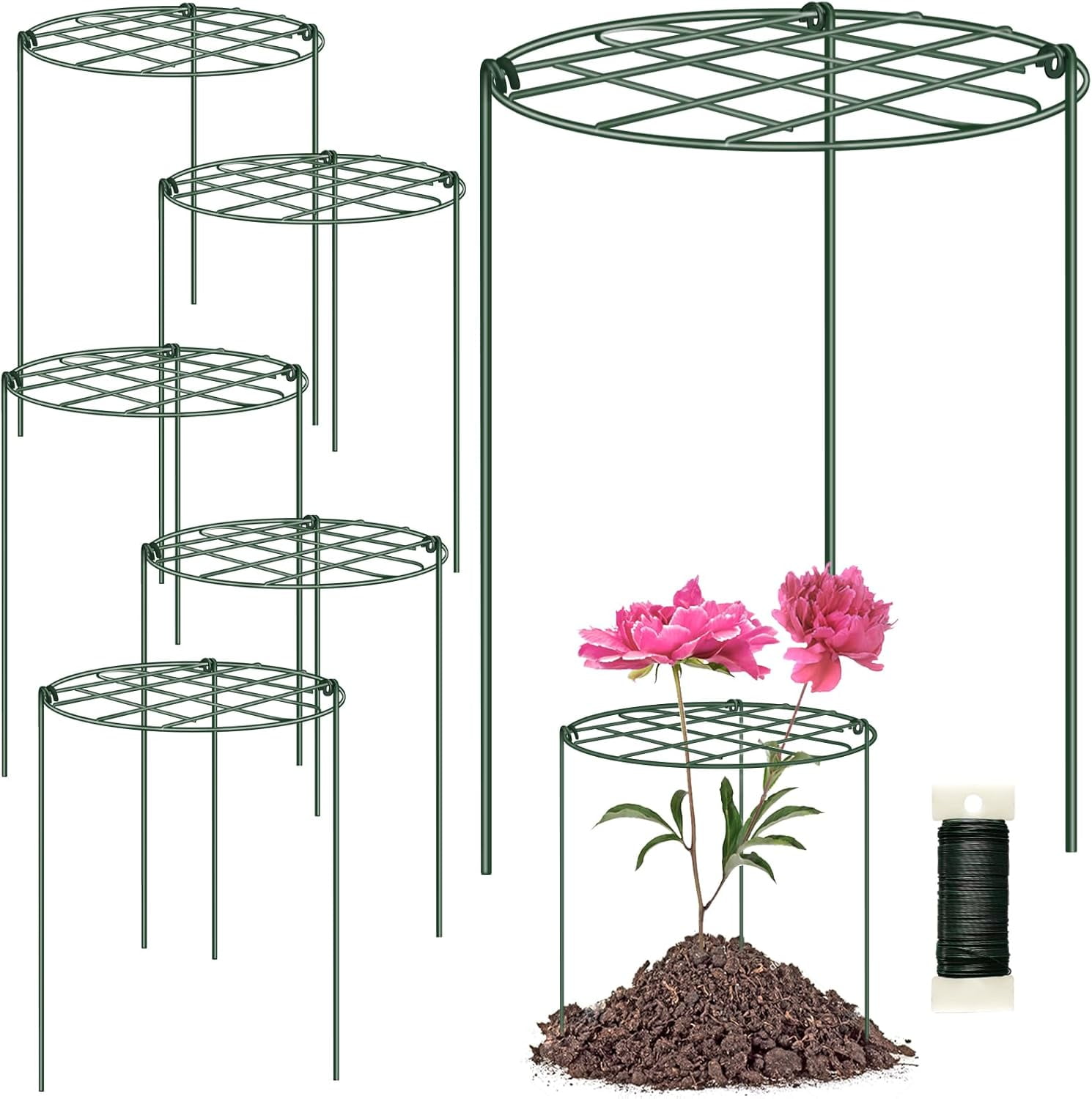 6 Pack Peony Cages and Supports 12 x 16 Inch Grow Through Plant ...
