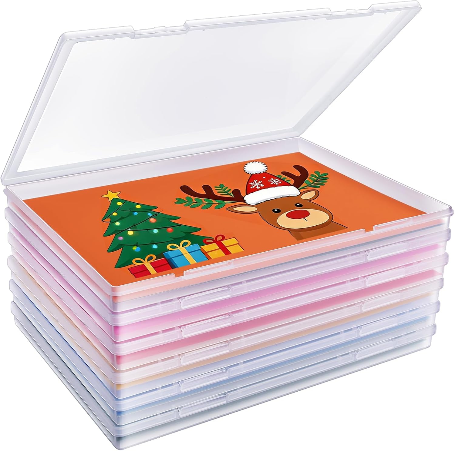 6 Pack Photo Storage Box, Fits 8" x 10" Photo, Large Plastic Scrapbook ...