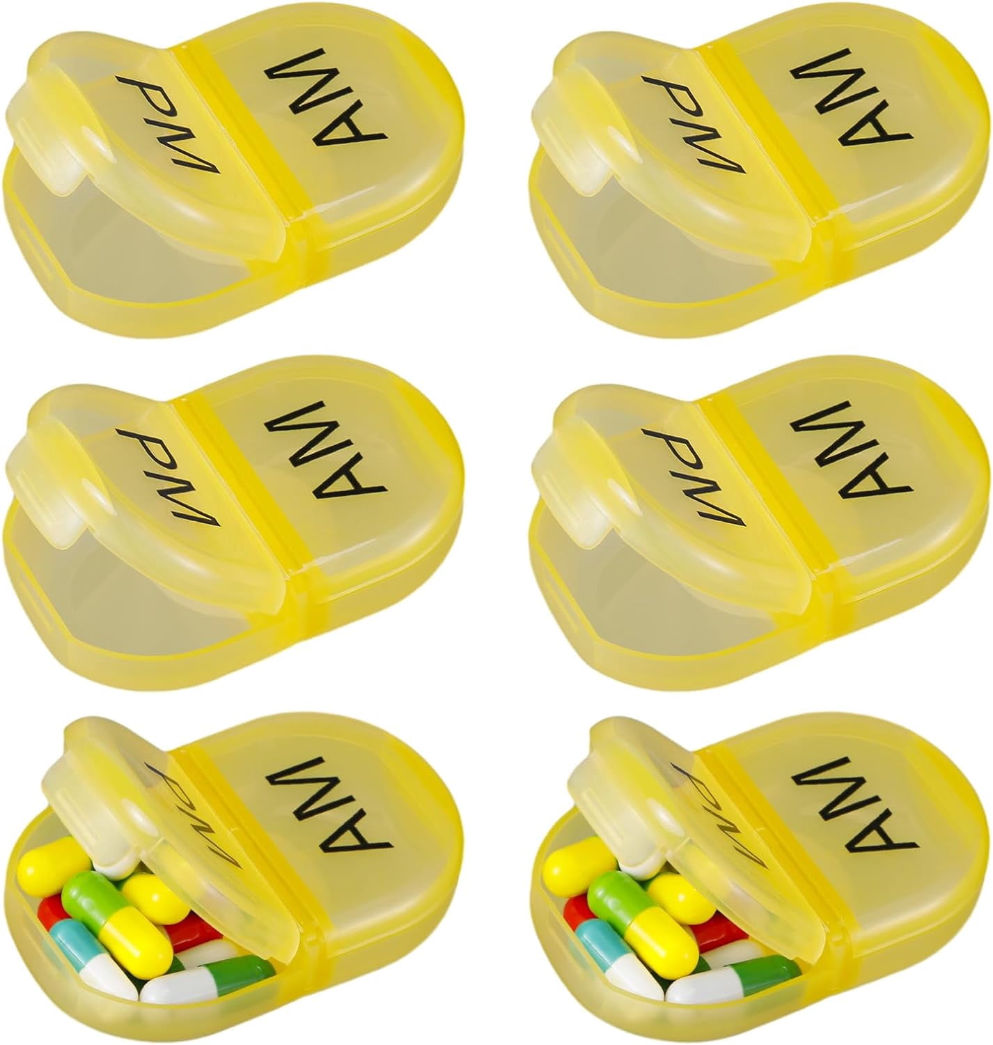 6 Pack Pill Organizer Pocket Small Case Holder Am Pm Pill Case Portable ...