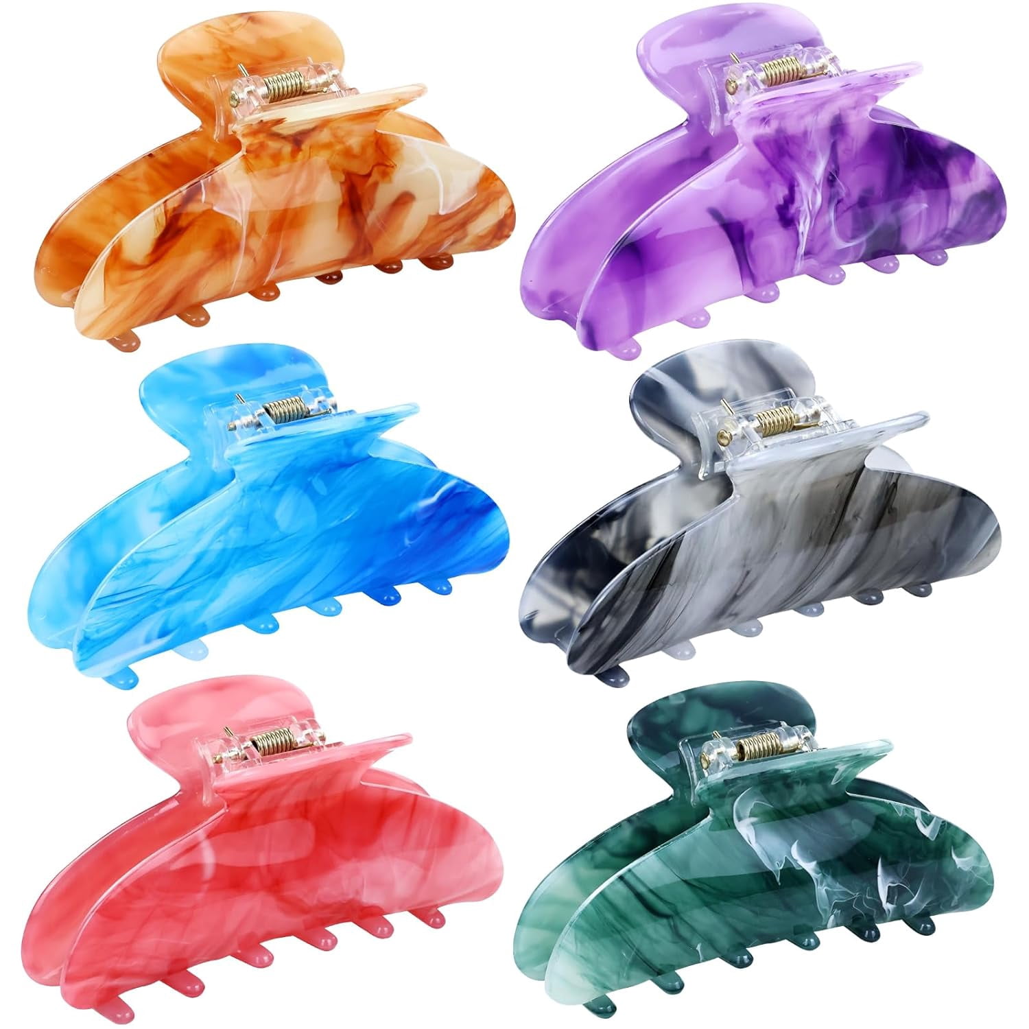 6 Pack Pink Blue Green Purple Brown Butterfly Octopus Plastic Hair Claw ...