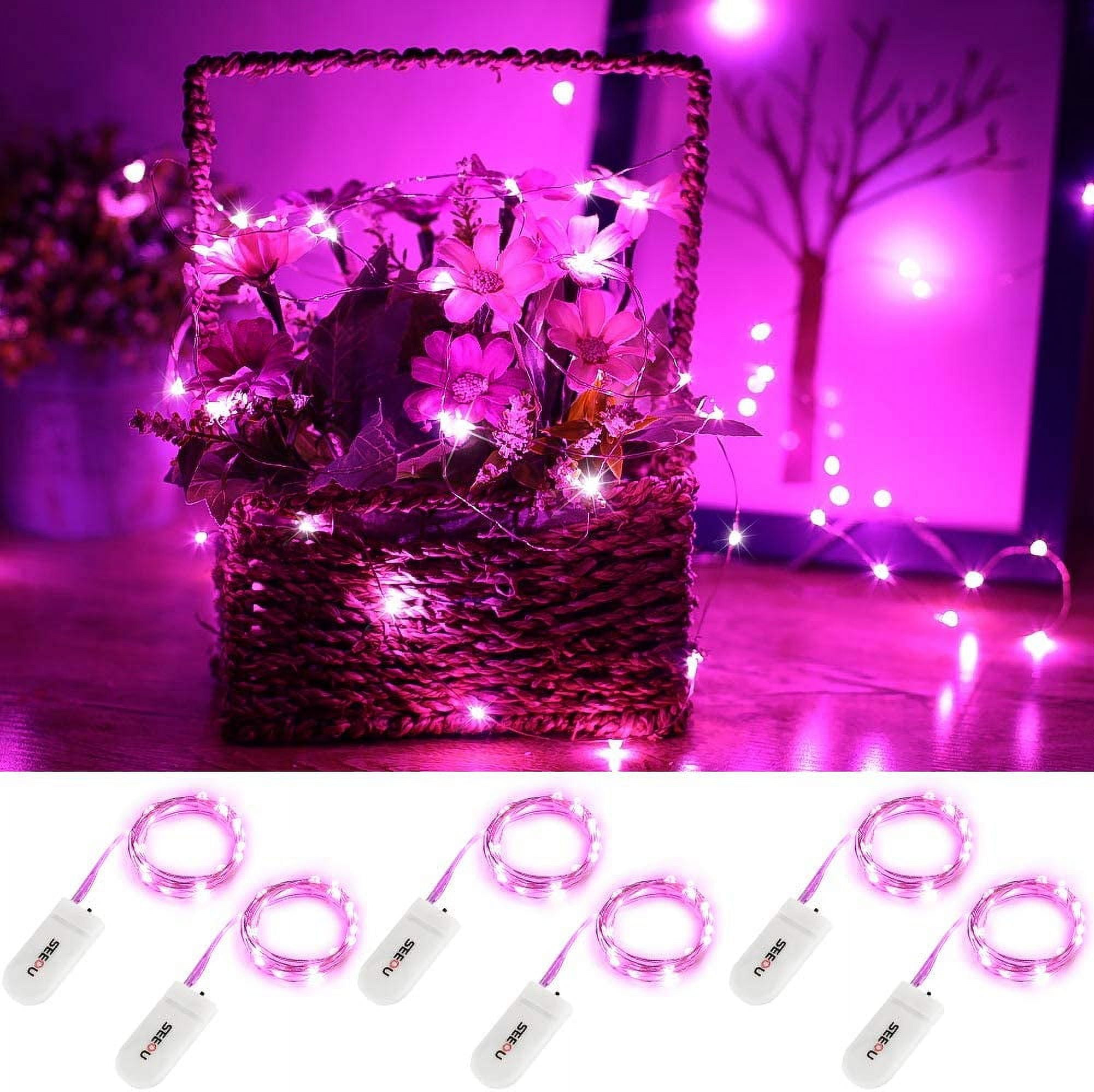 6 Pack Pink Fairy String Lights Battery Operated Fairy Lights Starry ...