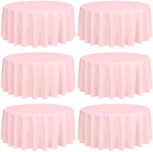 6 Pack Pink Round Tablecloth 90 Inch Washable Polyester Tablecloths for ...