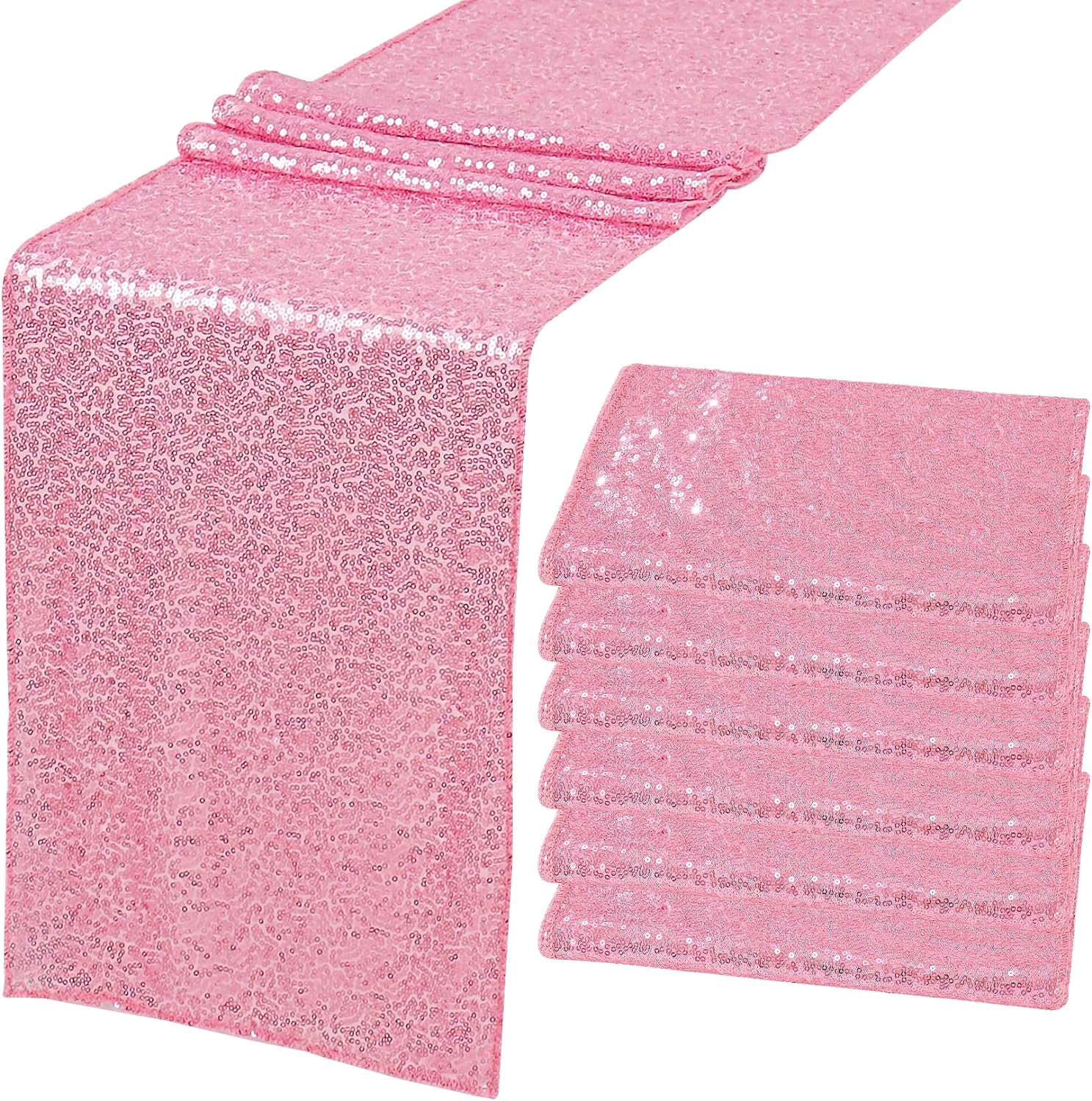 6 Pack Pink Sequin Table Runners 12" x 72" Sparkle Sequin Table Cloths ...