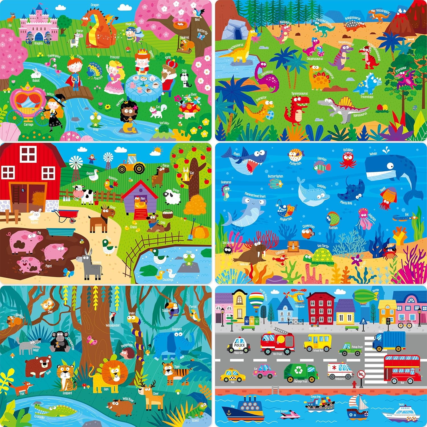 6 Pack Placemats for Kids, Non-Slip Washable Dining Mats, Reusable ...