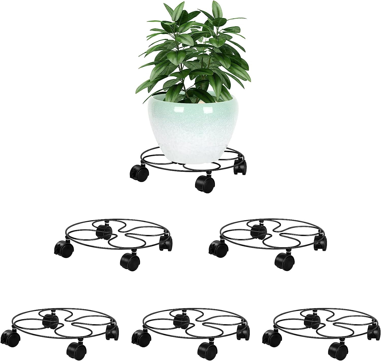 6 Pack Plant Caddy with Wheels 12-inch Metal Plant Stand with Wheels ...