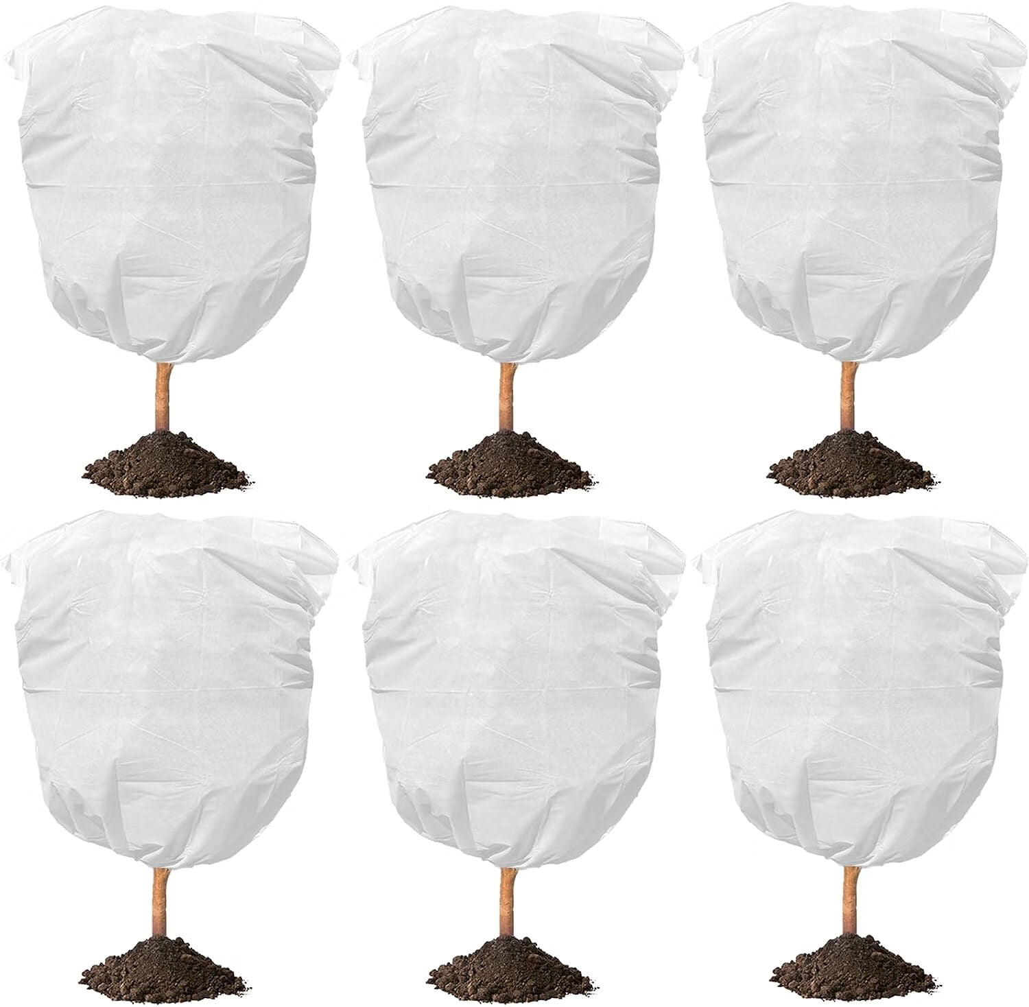 6 Pack Plant Covers Frost Protection Bag Winter Drawstring Plant Covers ...