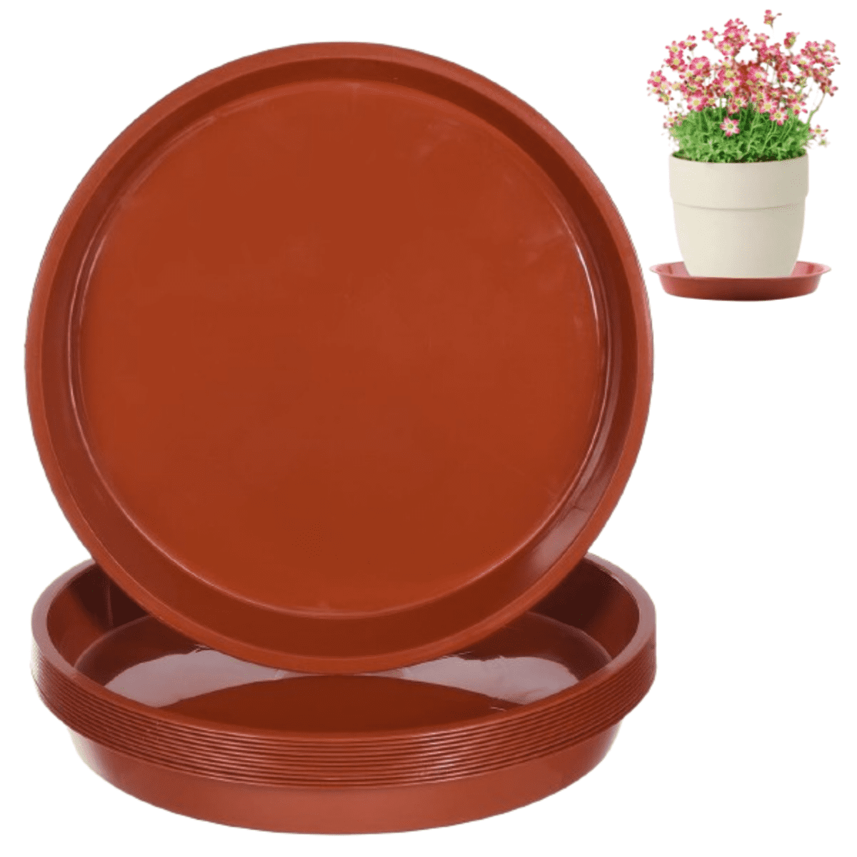 6 Pack Plant Saucer - 8 inchs Round Plant Tray Plastic Plant Drip Trays ...