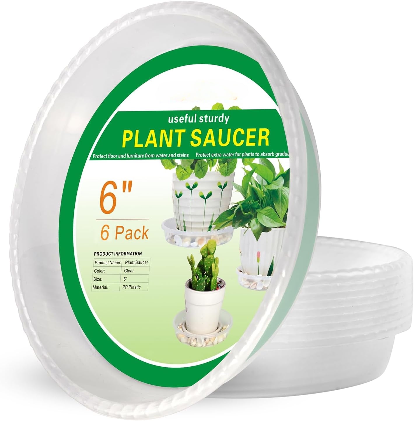 6 Pack Plant Saucers (6inch /8inch /10inch),Heavy Sturdy Plant Trays ...