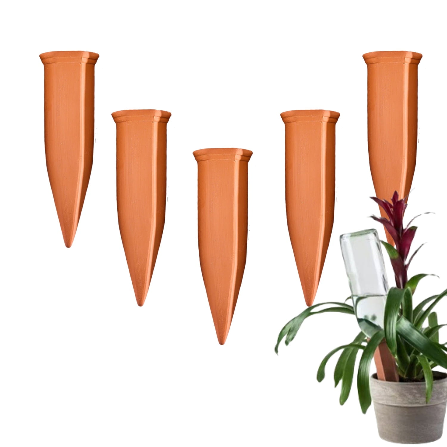6-Pack Plant Self-Watering Stakes for Indoor Outdoor Plants Terracotta ...