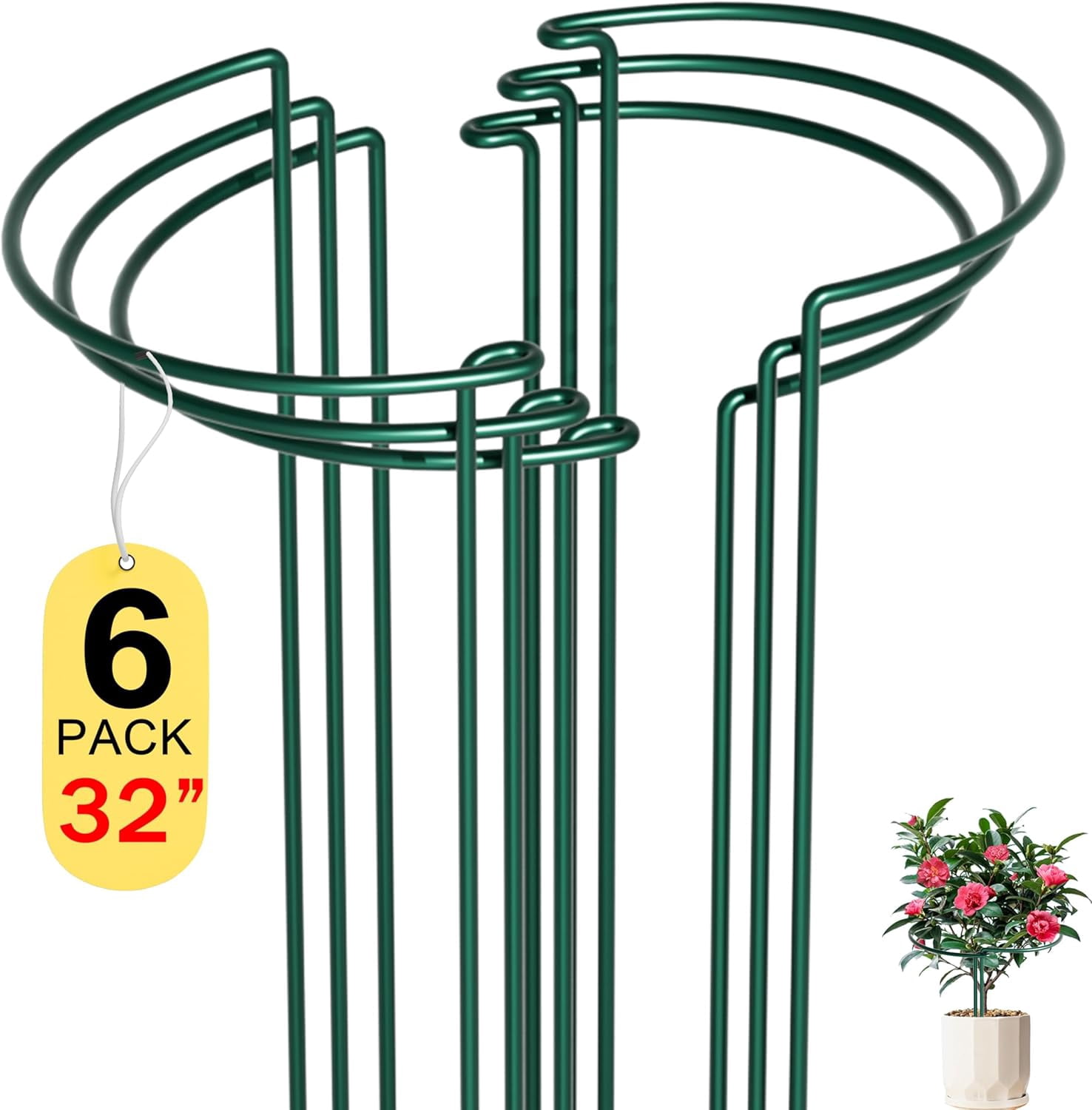 6 Pack Plant Support Cages 14 In W X 32 In H Rust Proof Metal For ...
