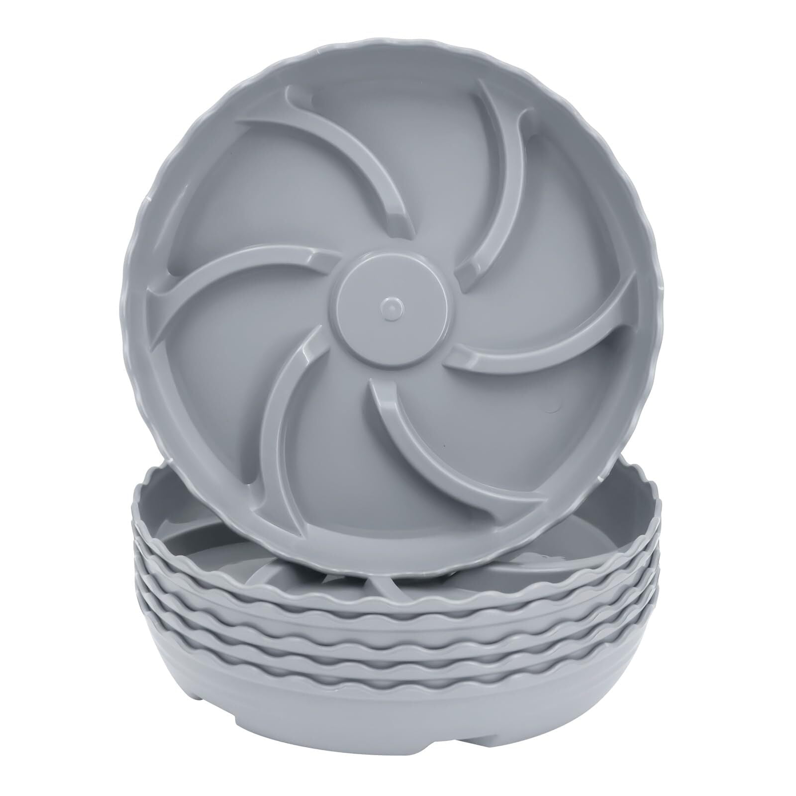 6 Pack of Plant Trays for Pots, Raised Ridge Plant Saucer,6 8 10 12 14 ...