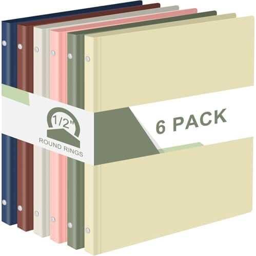 6 Pack Plastic 3 Ring Binder Assorted Colors Economy Flexible Round ...