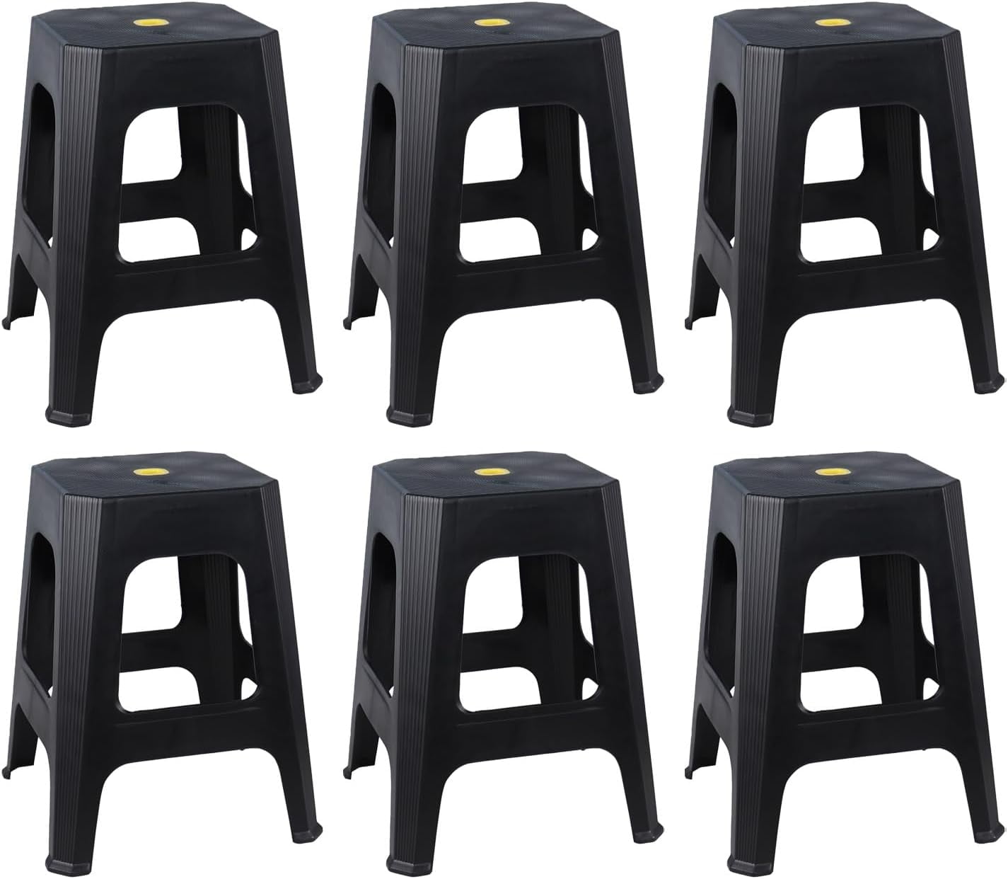 6 Pack Plastic Backless Stackable Stool, Black Plastic Classroom Stools ...