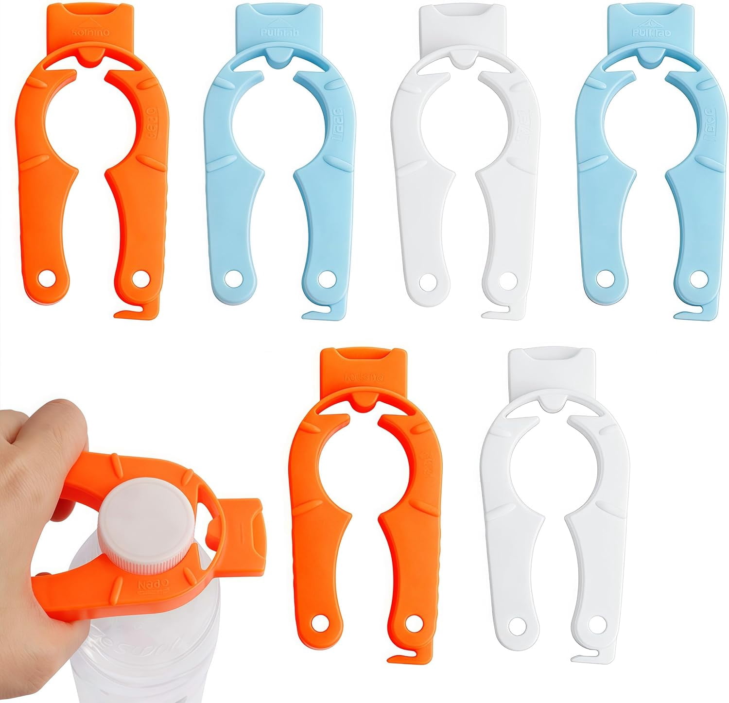 6-Pack Plastic Bottle Cap Opener, 3-in-1 Multi-Purpose Gripper Water ...