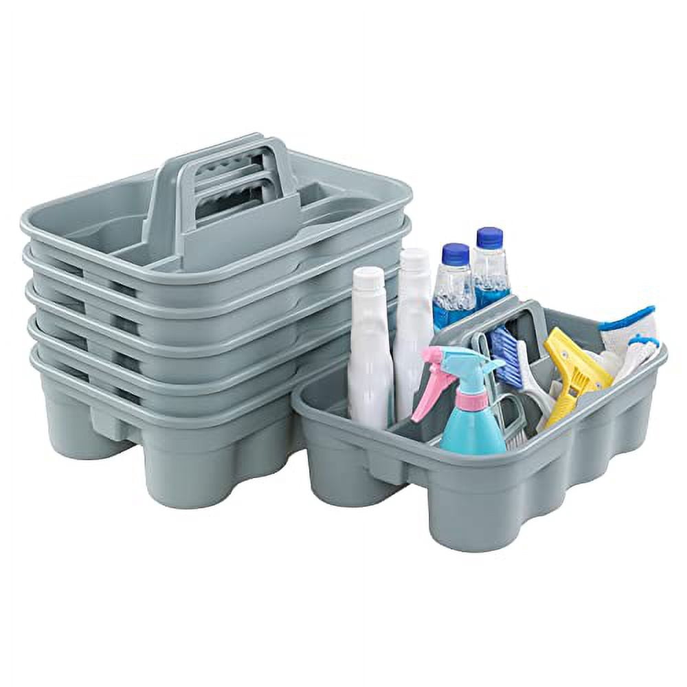 6-Pack Plastic Caddy for Cleaning Products, Caddy with Handle, Gray ...