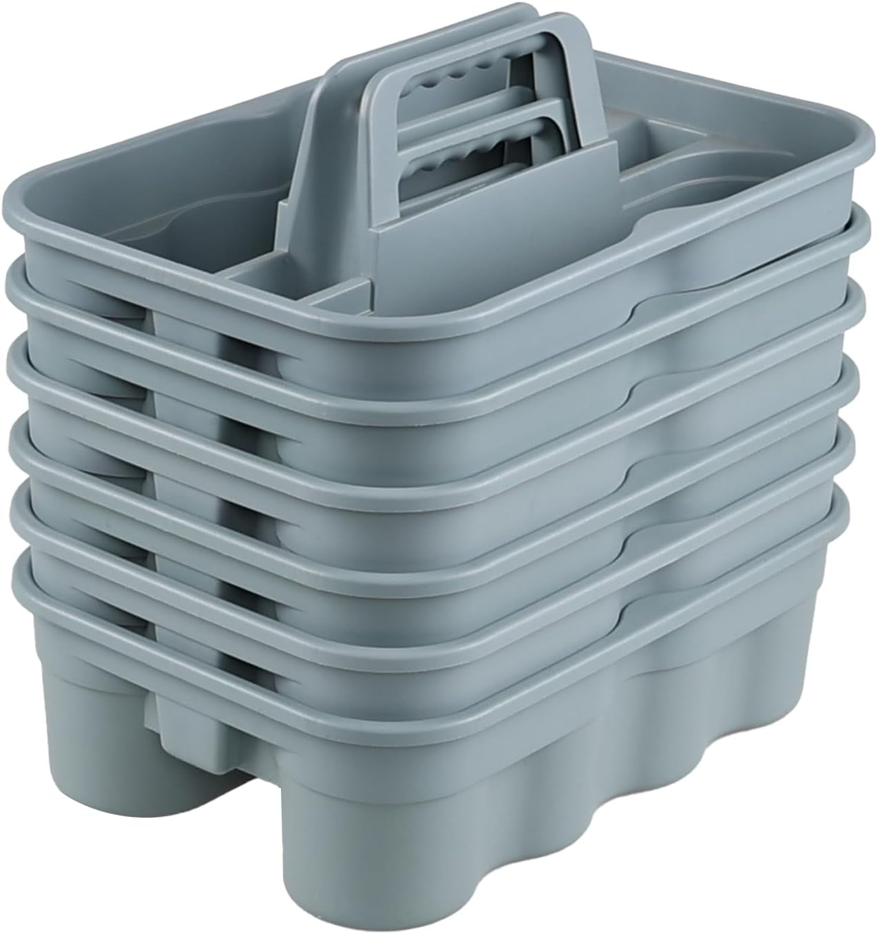6-Pack Plastic Cleaning Tool Caddy, Cleaning Utility Caddy Tote, Gray ...