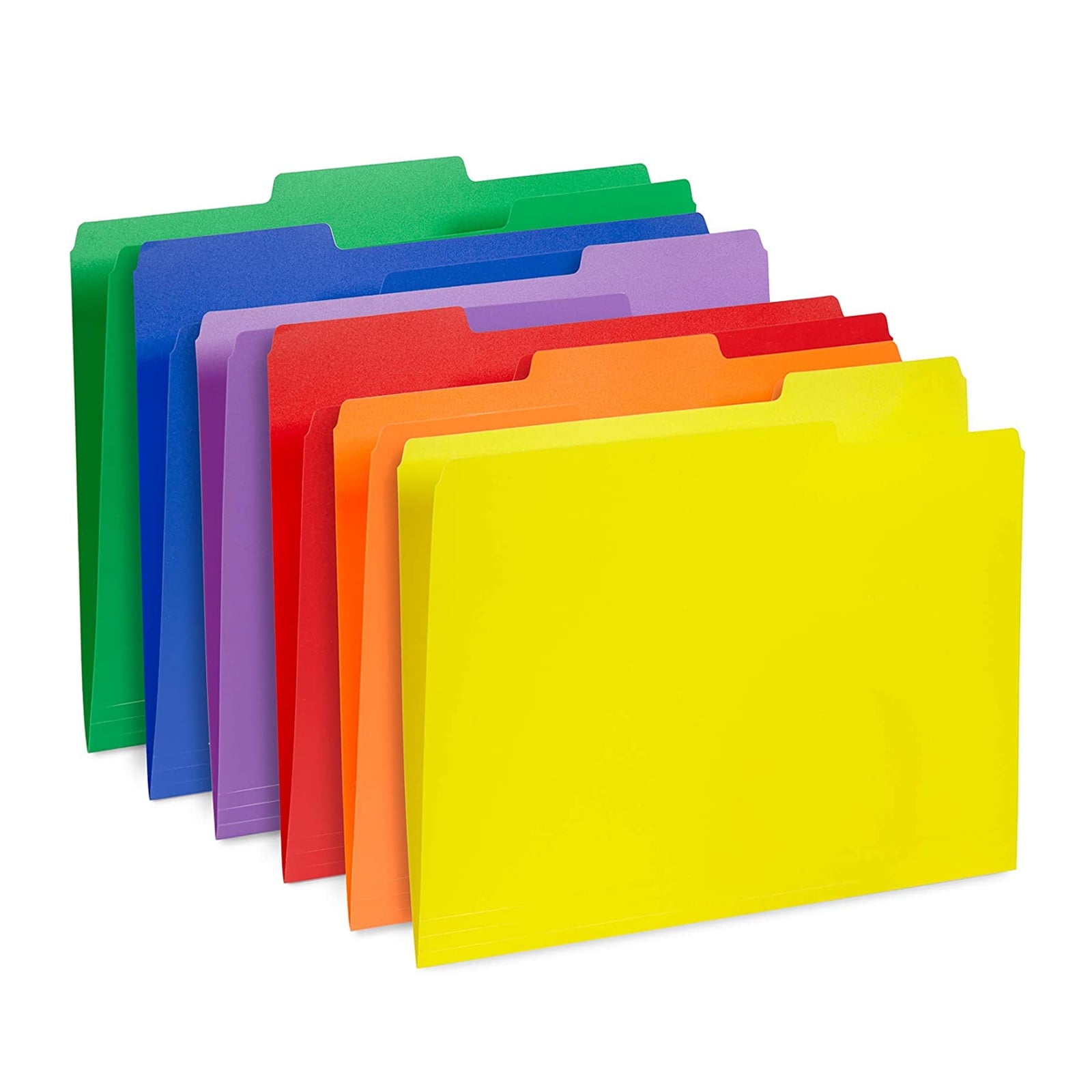 6 Pack Plastic Colored File Folders 6 Assorted Colors with 1/3 Cut ...