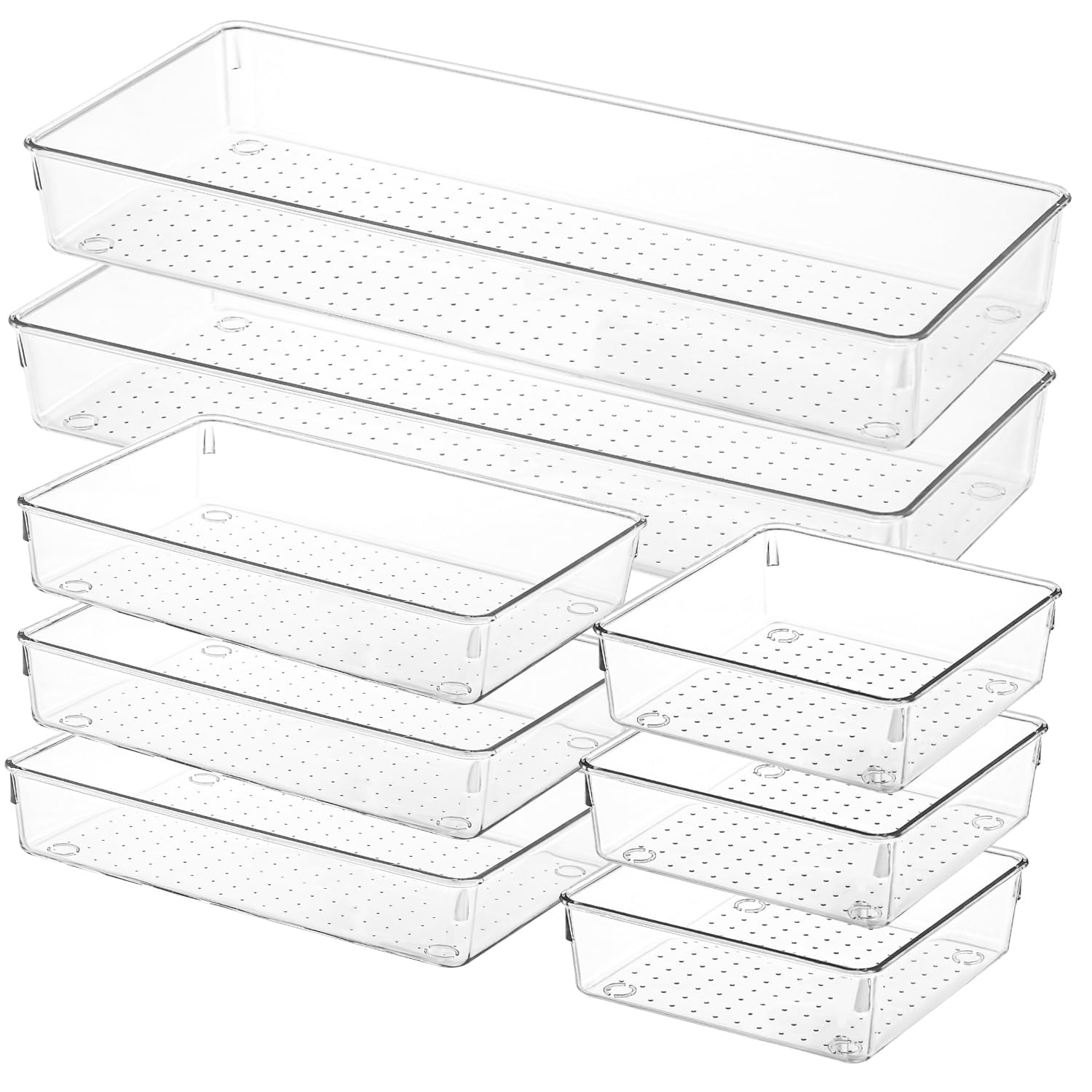 6 Pack Plastic Drawer Organizers Set,3-Size Kitchen and Office Desk ...