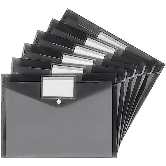 6 Pack Plastic Envelopes Poly Envelopes, Clear Document Folders Plastic ...