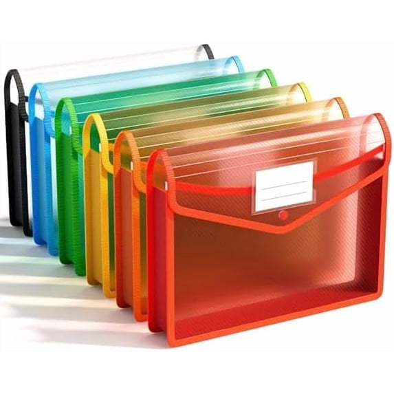 6 Pack Plastic Expanding File Folder, Folders for Documents with Snap ...