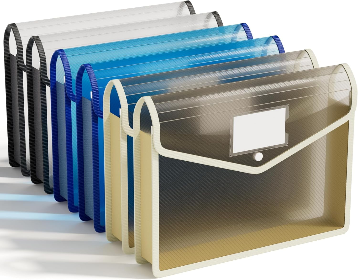 6 Pack Plastic Expanding File Folder, Transparent envelopes with Snap ...