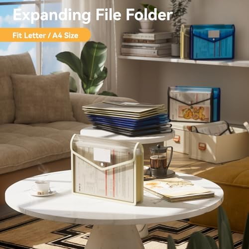 6 Pack Plastic Expanding File Folder, Transparent envelopes with Snap ...