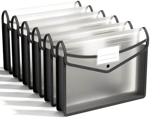 6-Pack Plastic Expanding File Folders, Folders for Documents with Snap ...
