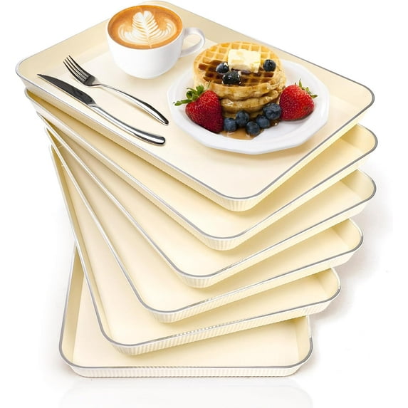 6 Pack Plastic Fast Food Tray, 14" x 10" Rectangular Cafeteria Trays ...