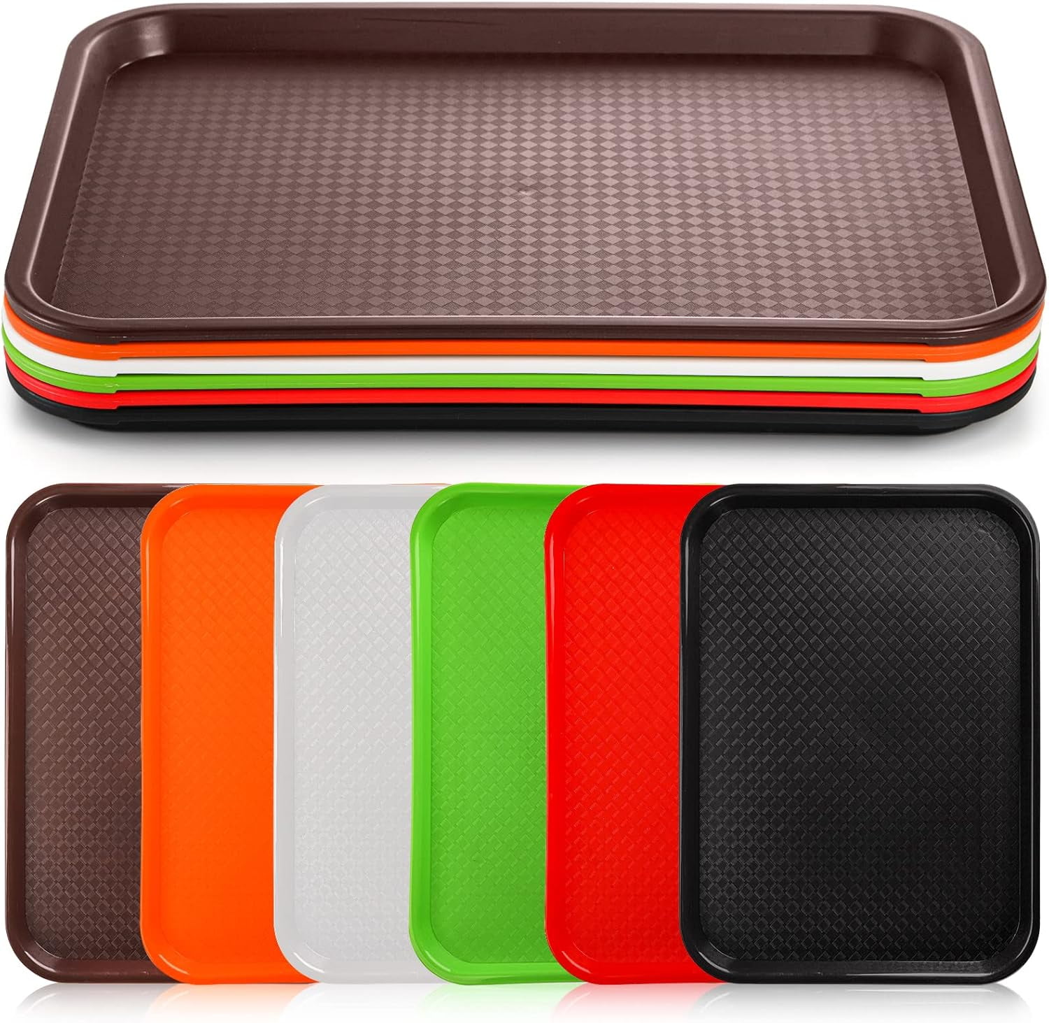 6 Pack Plastic Fast Food Trays, 16x12 Inches Restaurant Serving Trays ...