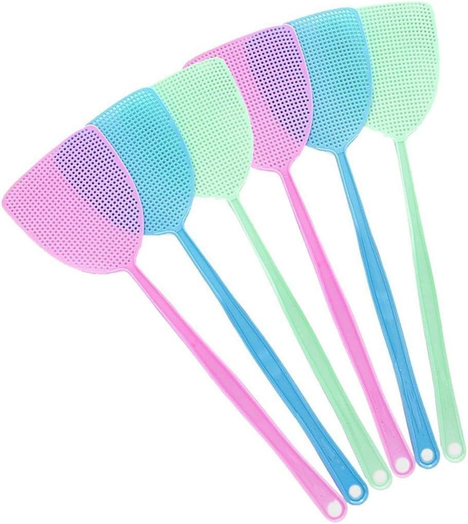 6-Pack Plastic Fly Swatters Heavy Duty, Fly Killer With Long Handle ...