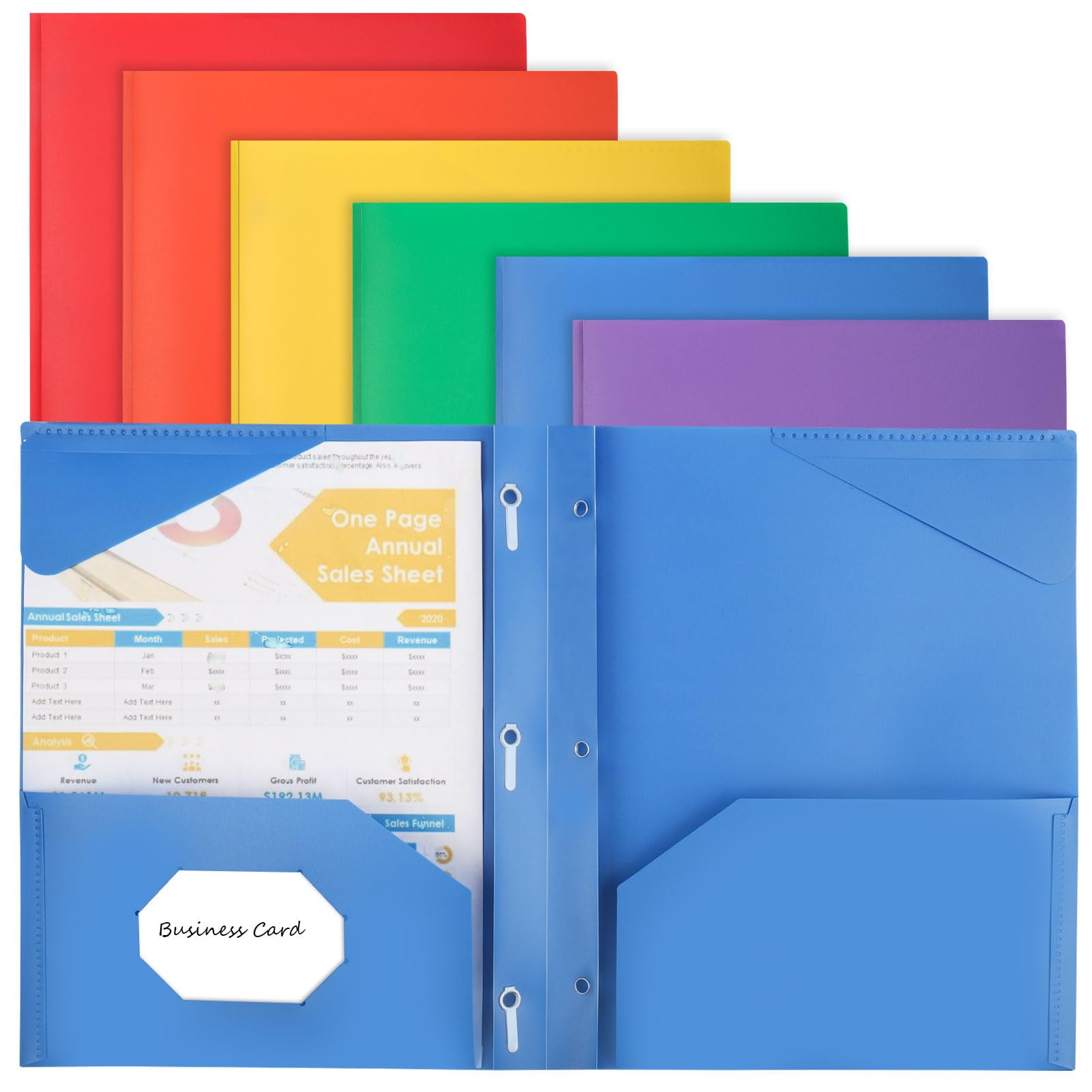 6 Pack Plastic Folders with Pockets and Prongs 2 Pocket Plastic Folders ...