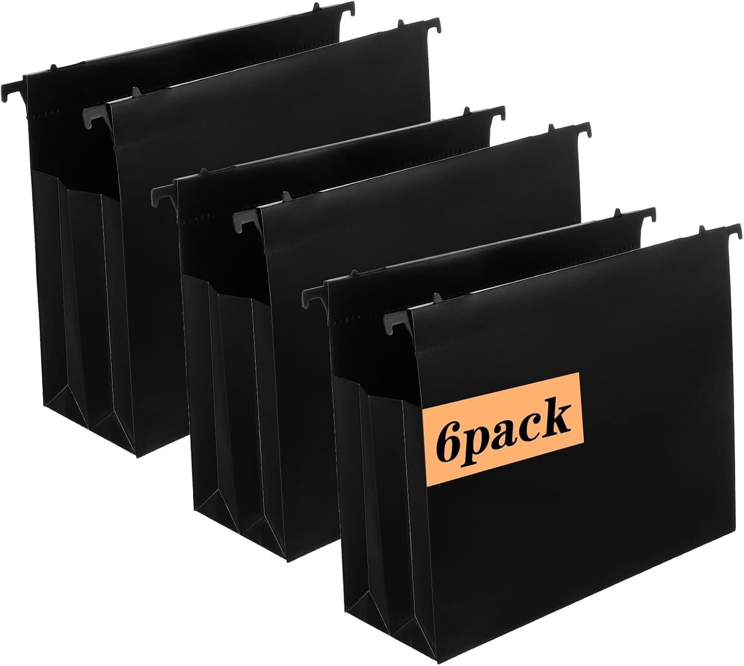 6 Pack Plastic High Capacity Hanging File Folders, 4" Expanding Pocket ...