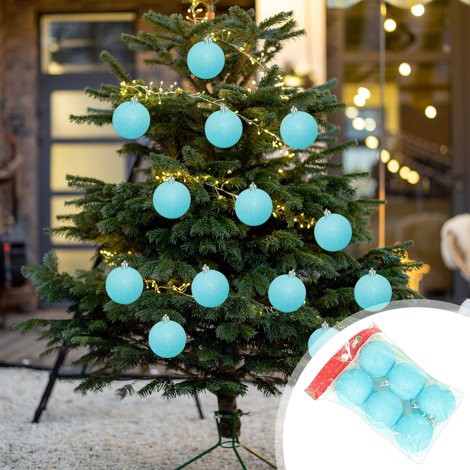 6-Pack Plastic Holiday Ornaments with Glitter, Macaron Color Christmas ...