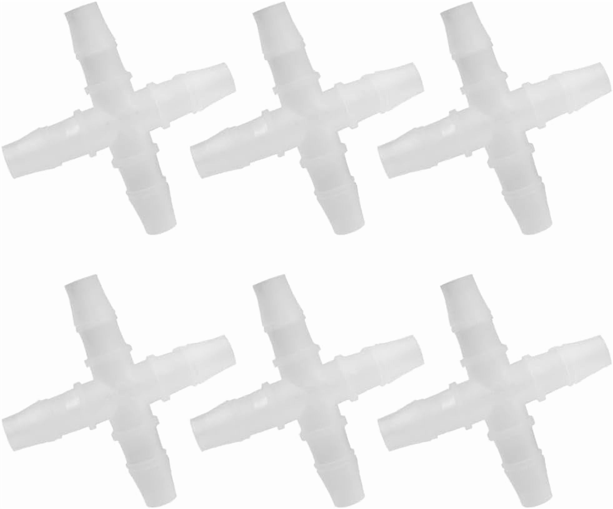 6 Pack Plastic Hose Barb Fitting 3/8 Inch Barbed Equal 4 Way Pipe ...