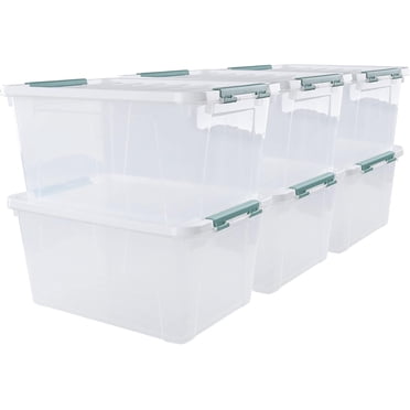 Yuright 6 Pack 35 Quart, Large Plastic Storage Container with Locking ...