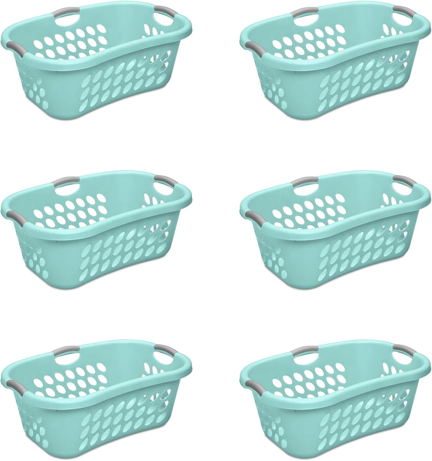 6 Pack Plastic Laundry Basket Hamper, 1.25 Bushel, Ultra HipHold ...