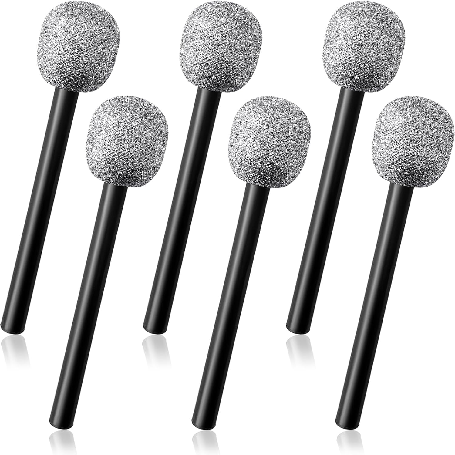 6 Pack Plastic Microphone Props Shiny Stage Microphones for Kids ...