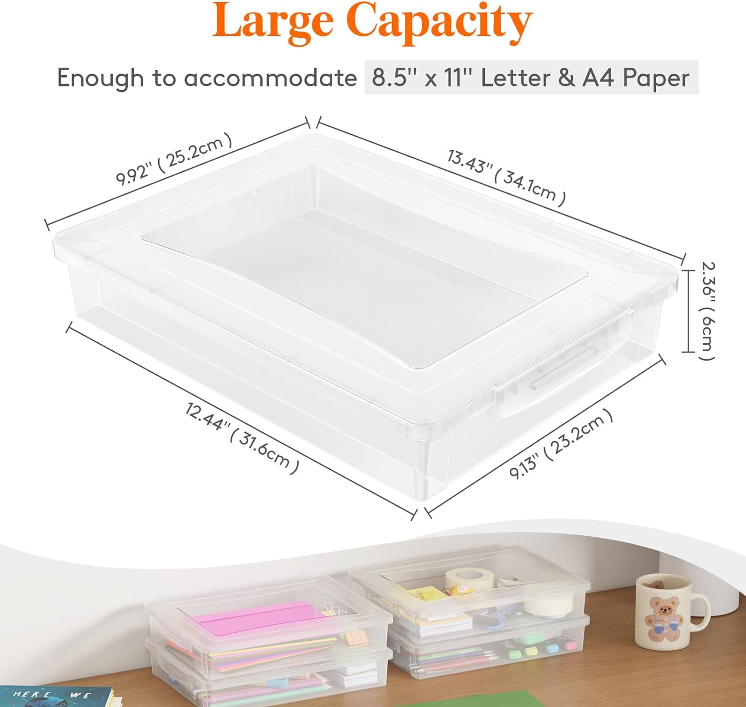 6 Pack Plastic Multi-Purpose Storage Box with Latching Lids, Clear A4 ...