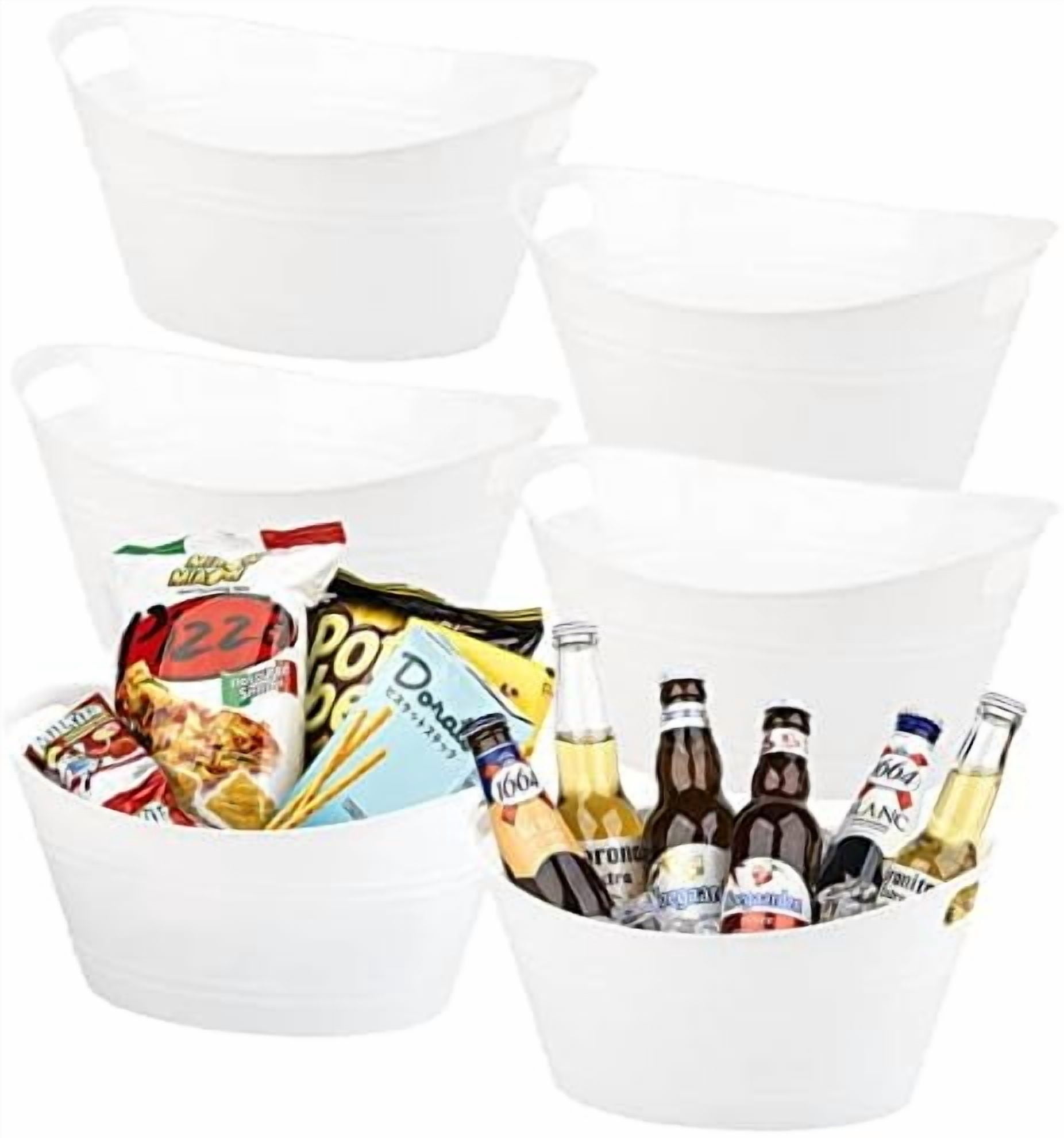 6 Pack Plastic Oval Storage Tub, Ice Bucket for Wine, Beer and ...