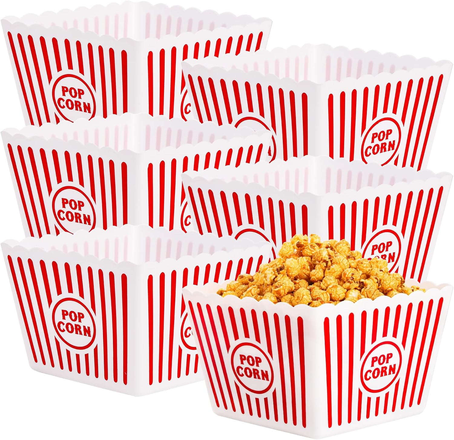 6 Pack Plastic Popcorn Buckets Reusable, Large Popcorn Containers for ...
