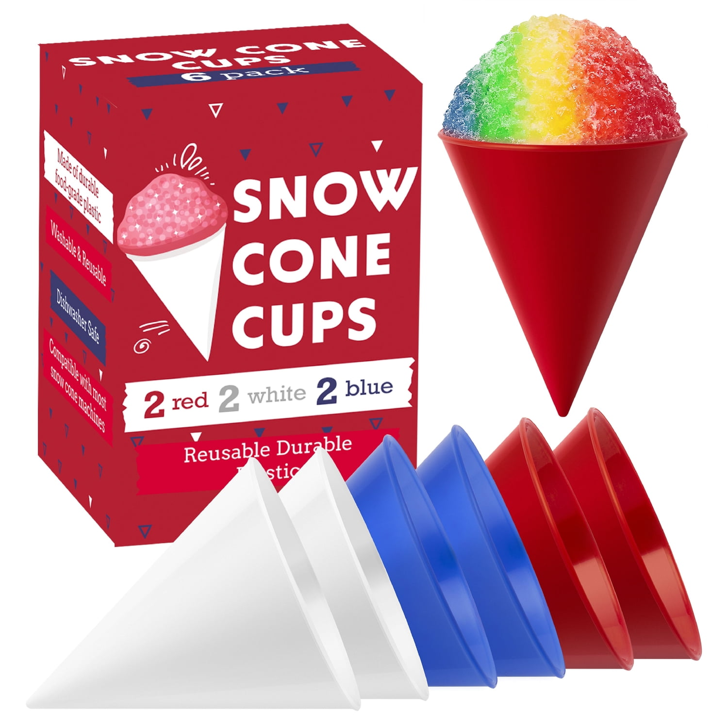 IMPRESA Plastic Snow Cone Cups - Reusable & Dishwasher Safe Shaved Ice ...