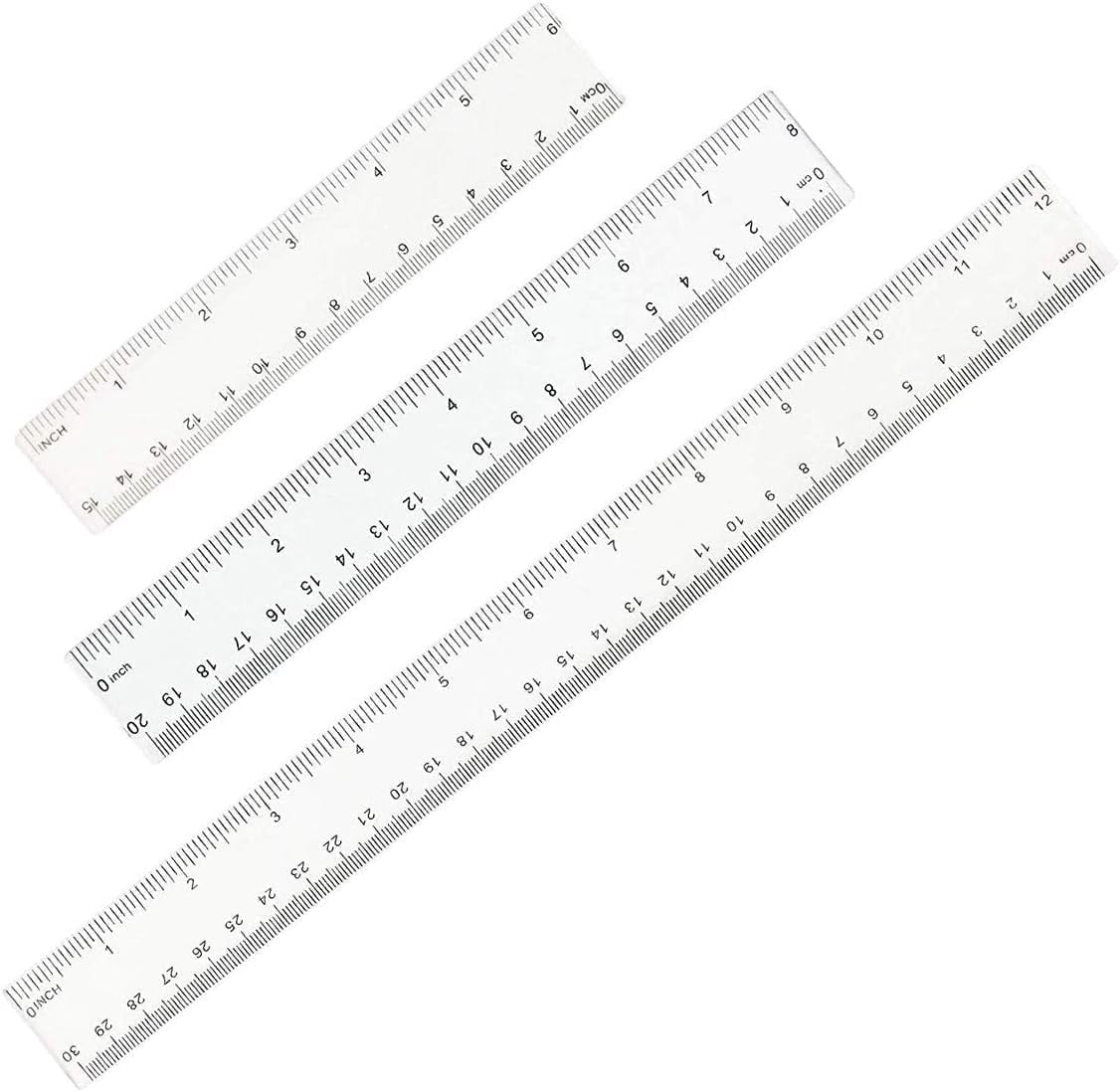 6 Pack Plastic Ruler Straight Ruler, 6 inch 8 inch 12 inch Ruler Set ...