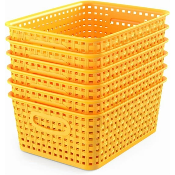 6-Pack Plastic Small Shelf Storage Baskets for Cabinets and Pantries ...