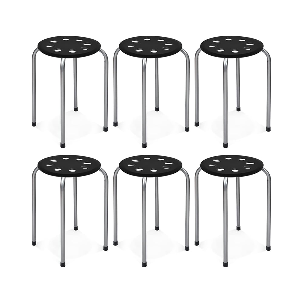 Set of 6 Plastic Stack Stools, 17.5-Inch Compact Stackable Stools with ...